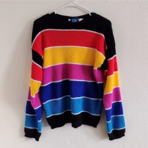 OP | Sweaters | Vintage Op Ocean Pacific 9s Rainbow Multi Colored ...